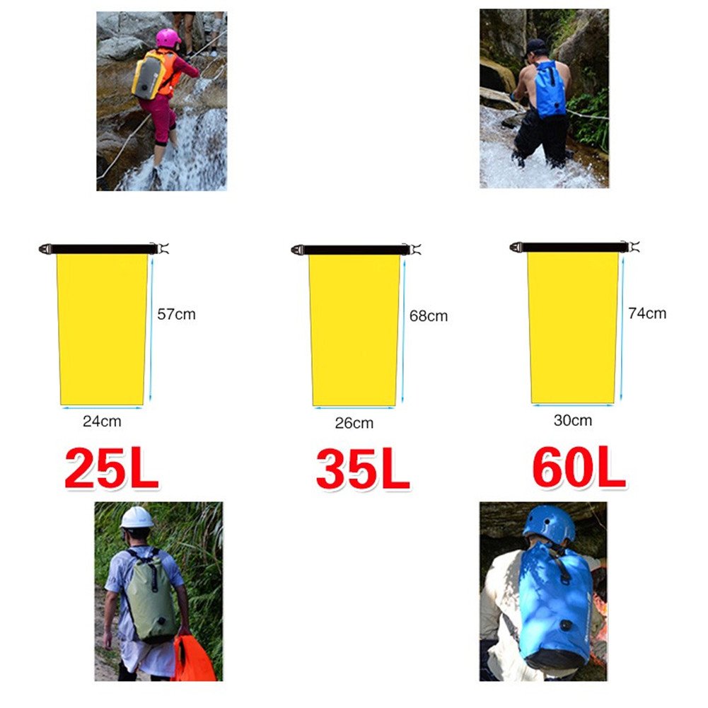 LUCKSTONE Inflatable Waterproof Floating Dry Bag Rucksack Outdoor 25L/35L/60L Inflatable Snorkeling Dry Bag Backpack PVC Dry Sack for Boating, Kayaking, Rafting, Drifting, Canoeing (Green, 60L)