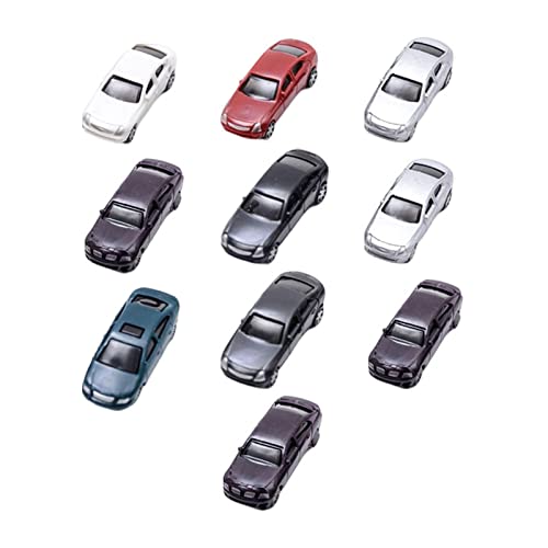 predolo 10Pcs Mini Model Car Painted Accessories Vehicle Toys for Street Layout Railway Scenery Sand Table DIY Model Collection, 1/200