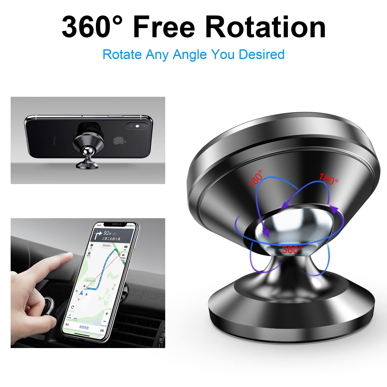 Romuto Car Phone Holder Mount Phone Mount for Car,Phone Holders for Your Car, Universal Hands Free Automobile Cell Phone Holder for All iPhone Android Phone