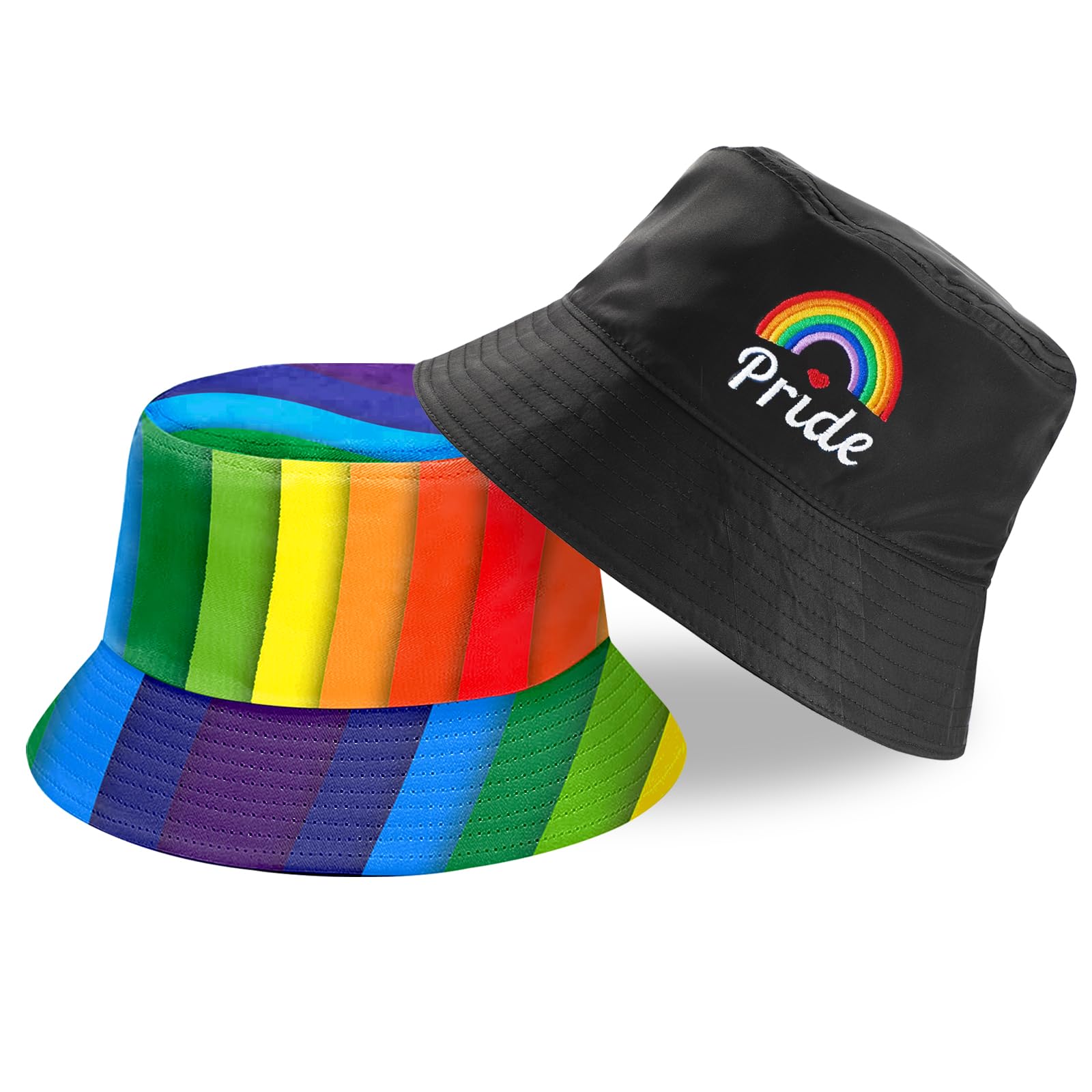 Pride Bucket Hat Rainbow LGBT Bucket Hat for Men Women Reversible Packable Gay Pride Hat for Pride Month