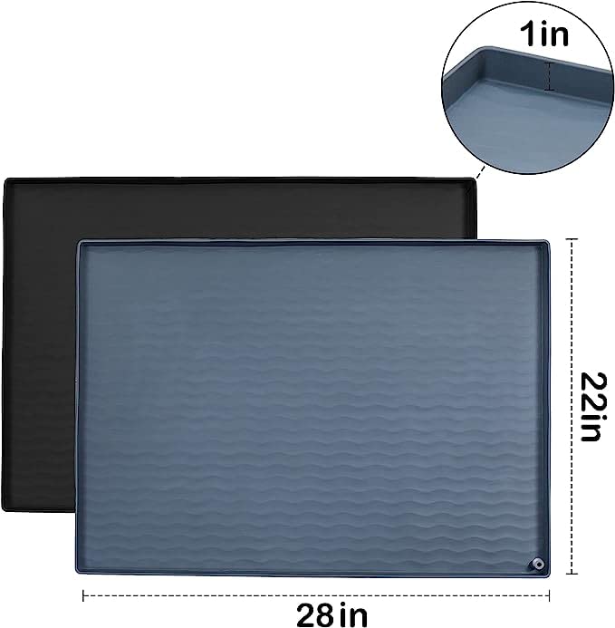 URMONA Under Sink Mat, 28'' x 22'' Under Sink Mat for Kitchen Waterproof, Silicone Under Sink Liner Drip Tray, Sink Cabinet Protector Mats for Kitchen Bathroom, Drak Grey