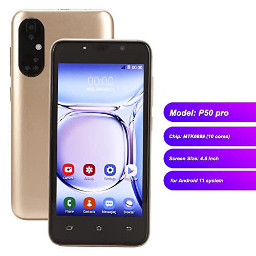 Smartphone, 4.5in HD Screen Cellphone, Face Recognition Mobile Phone, 2GB RAM 16GB ROM Dual Camera WiFi Unlocked Support WiFi BT FM(#1)