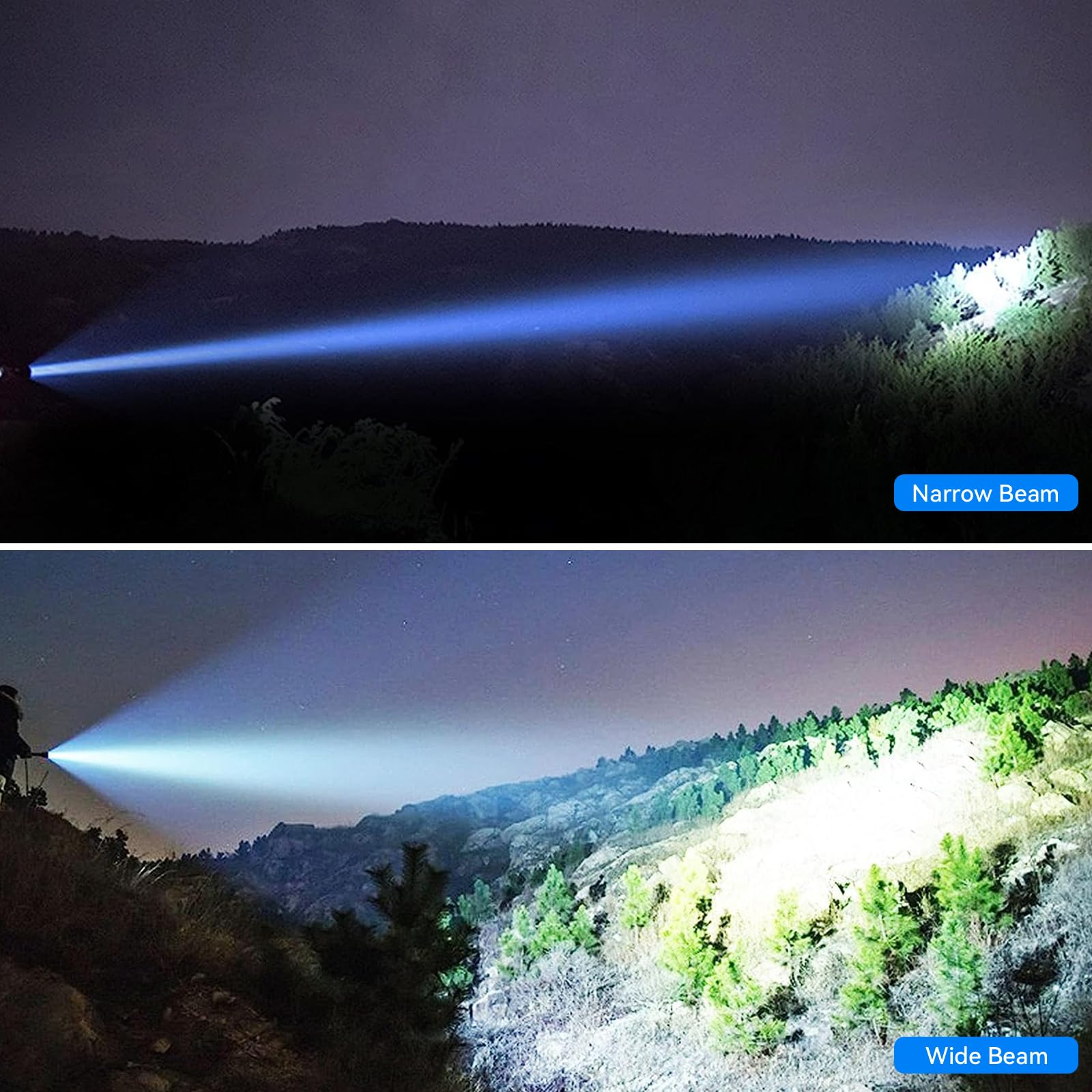 KINGCAESAR Rechargeable Flashlights High Lumens, 250000 Lumens Super Bright Flash Light, 5 Modes with Long Runtime, Waterproof, Handheld Powerful LED Flashlight for Hu∩ting, Camping, Gift