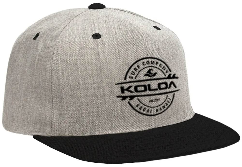 Joe's USA Koloa Surf Thruster Logo Solid Snap (Heather Grey Black with Black Embroidered Logo - One Size)