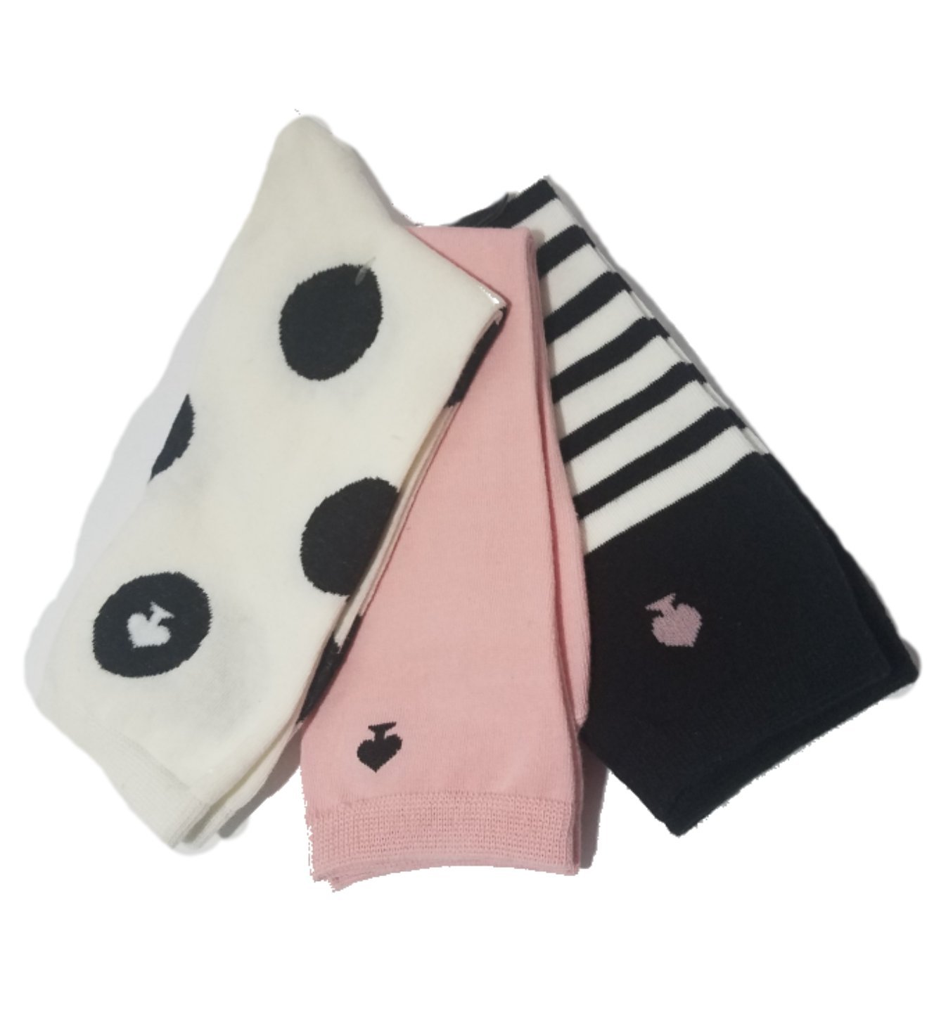 Kate Spade Trouser Socks, 3 Pair, Large Dot/Pink/Pink Stripe