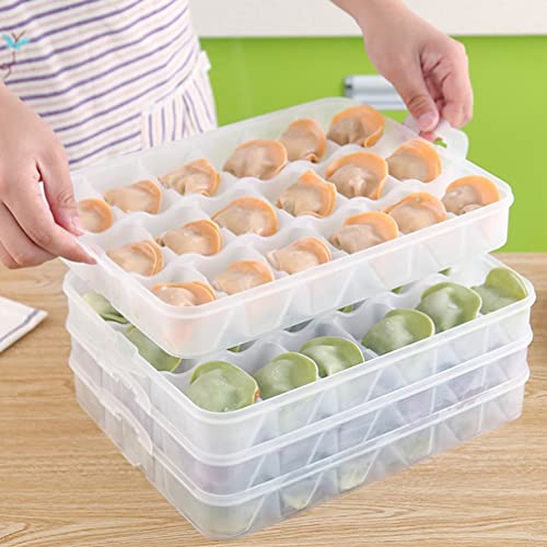 Zerodeko Food Storage Container Dumpling Organizer Stackable Portable Freezer Storage Containers Food Storage Box for Kitchen and Fridge Rosy