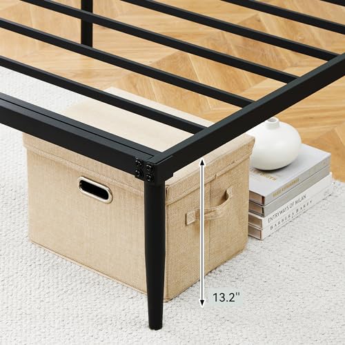 IDEALHOUSE14 Inch Twin Bed Frame No Box Spring Needed, Metal Platform Twin Size Bed Frame, Heavy Duty, Easy Assembly and Noise Free, Black