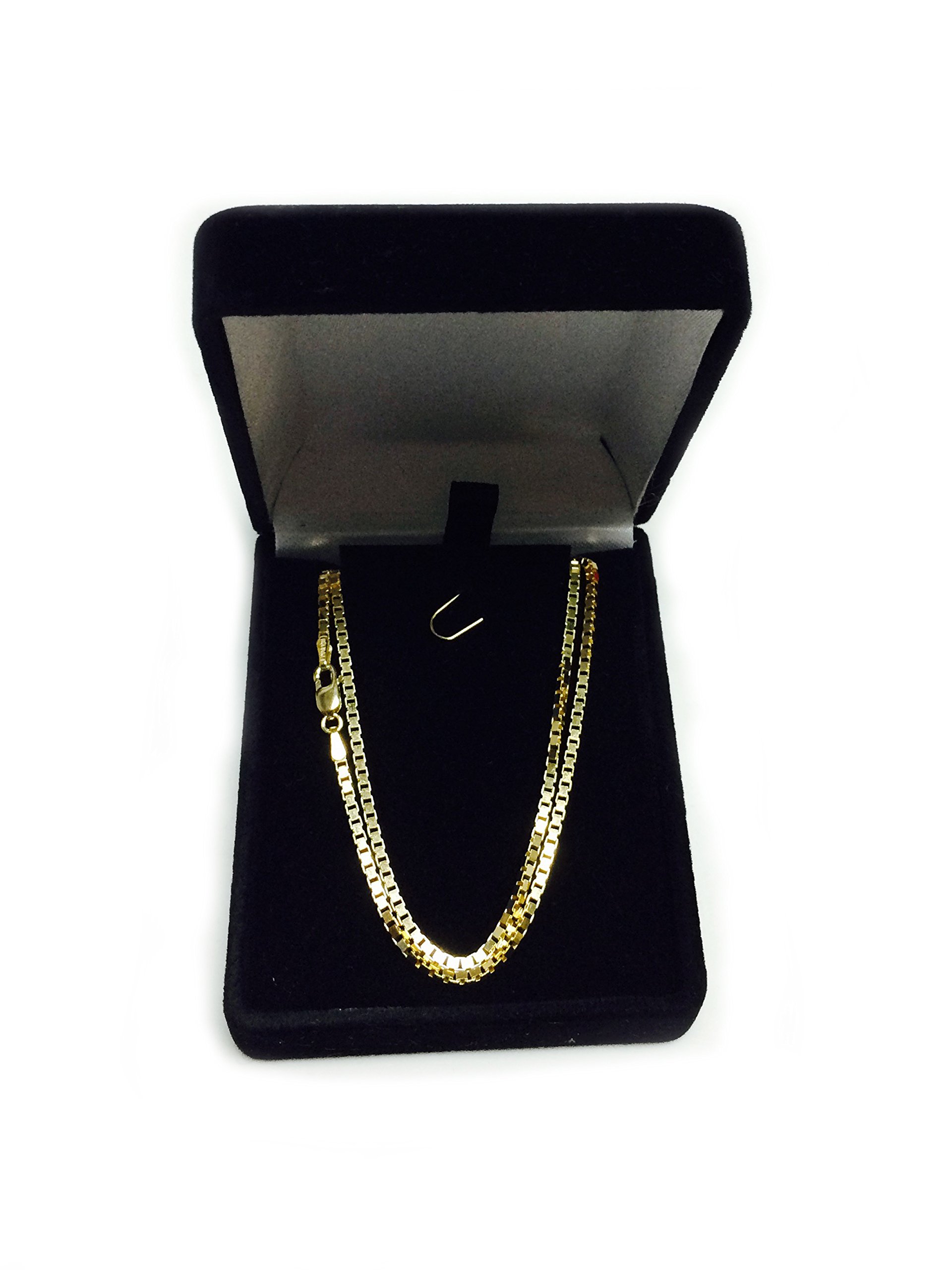 Jewelry Affairs 14k Yellow Real Solid Gold Mirror Box Chain Necklace, 1.7mm, 30"