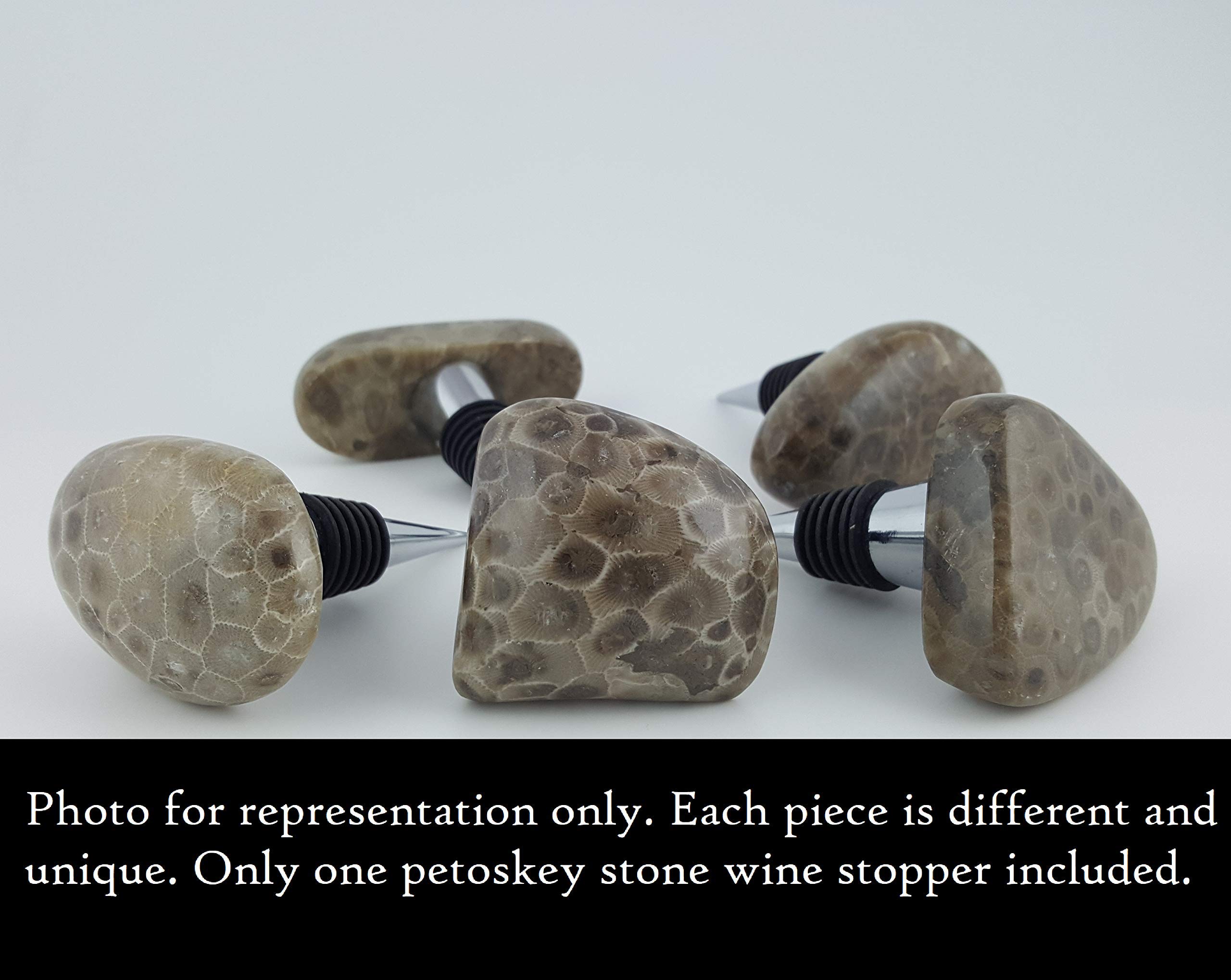 PETOSKEY STONE WINE STOPPER | For Lovers of Wine and Michigan | Includes Complimentary Gift Bag| MADE IN MICHIGAN!