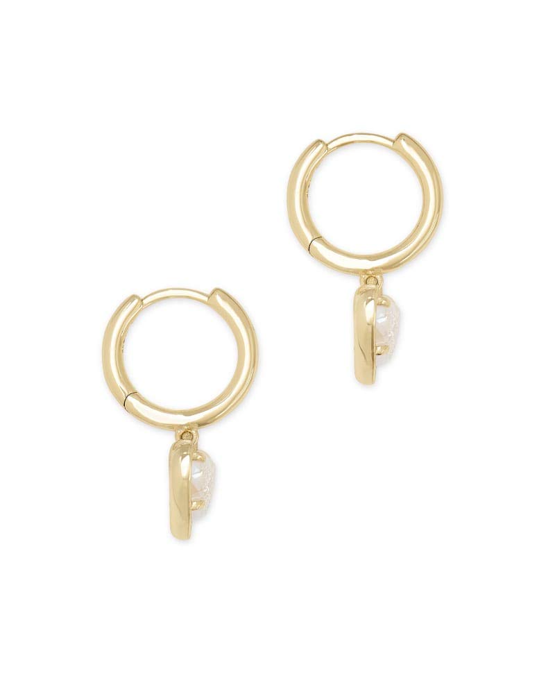 Kendra Scott Ari Heart Huggie Earrings in Gold Iridescent Drusy