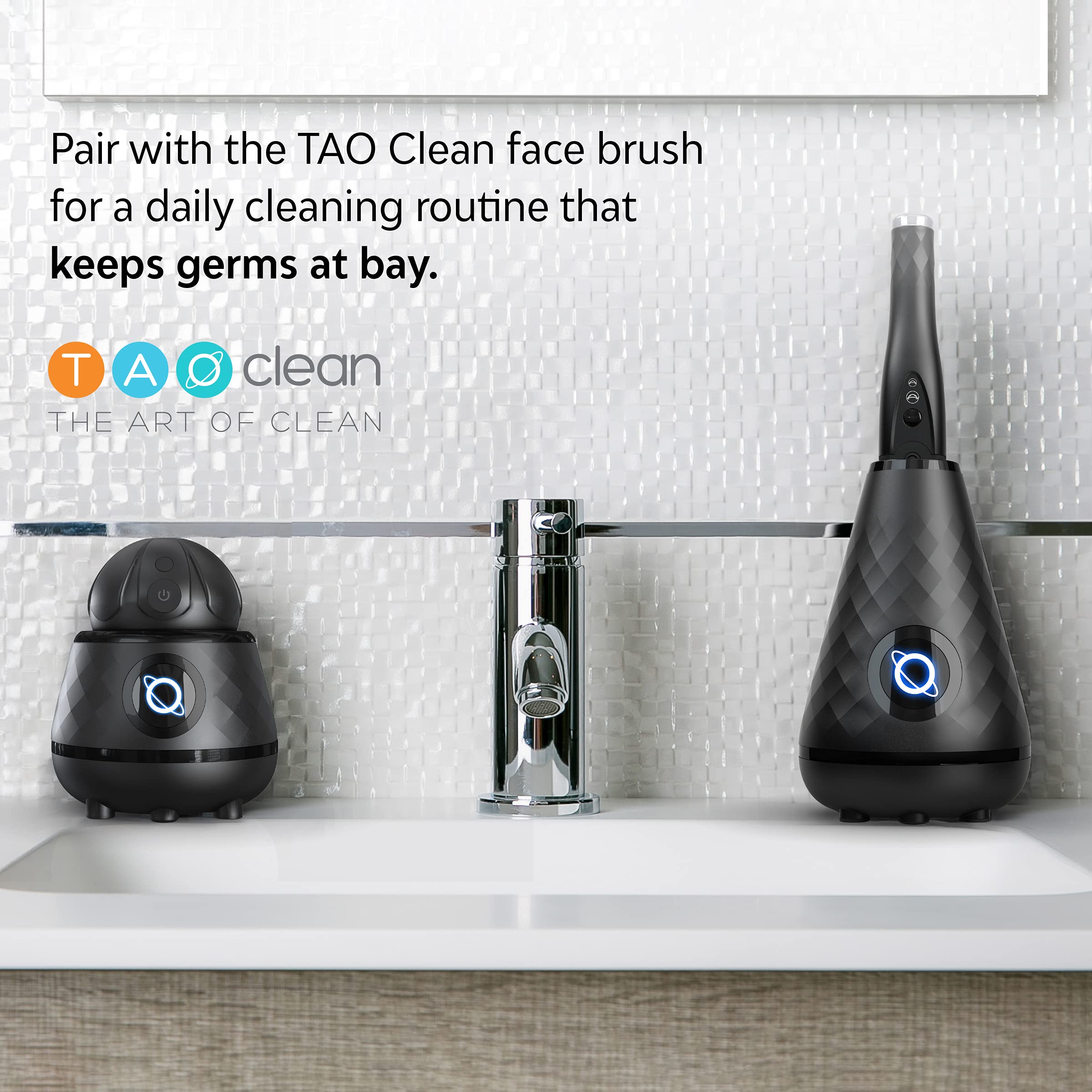Tao Clean UV Sanitizing Sonic Toothbrush and Cleaning Station, Electric Toothbrush, Dual Speed Setting, Eiffel Tower Gold
