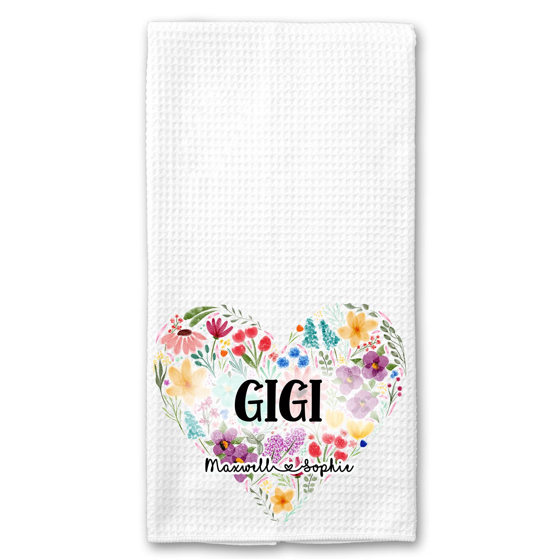 Personalized Wildflower Mother's Day Waffle Weave Microfiber Towel Mama, Mom, Grandma, Nana, Gigi - Any title Any Names