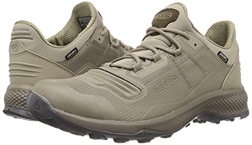 KEEN Men's Tempo Flex Low Height Waterproof Hiking Shoes, Timberwolf/Timberwolf, 9.5