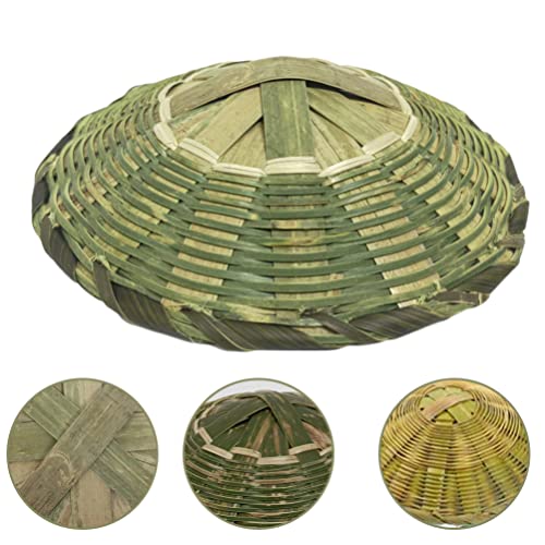 Zerodeko Wok Sticky Rice Cooking Steamer Basket Wicker Lid Traditional Replacement Steamer Basket Lid Wicker Woven Lid Rice Base for Bottom Containers
