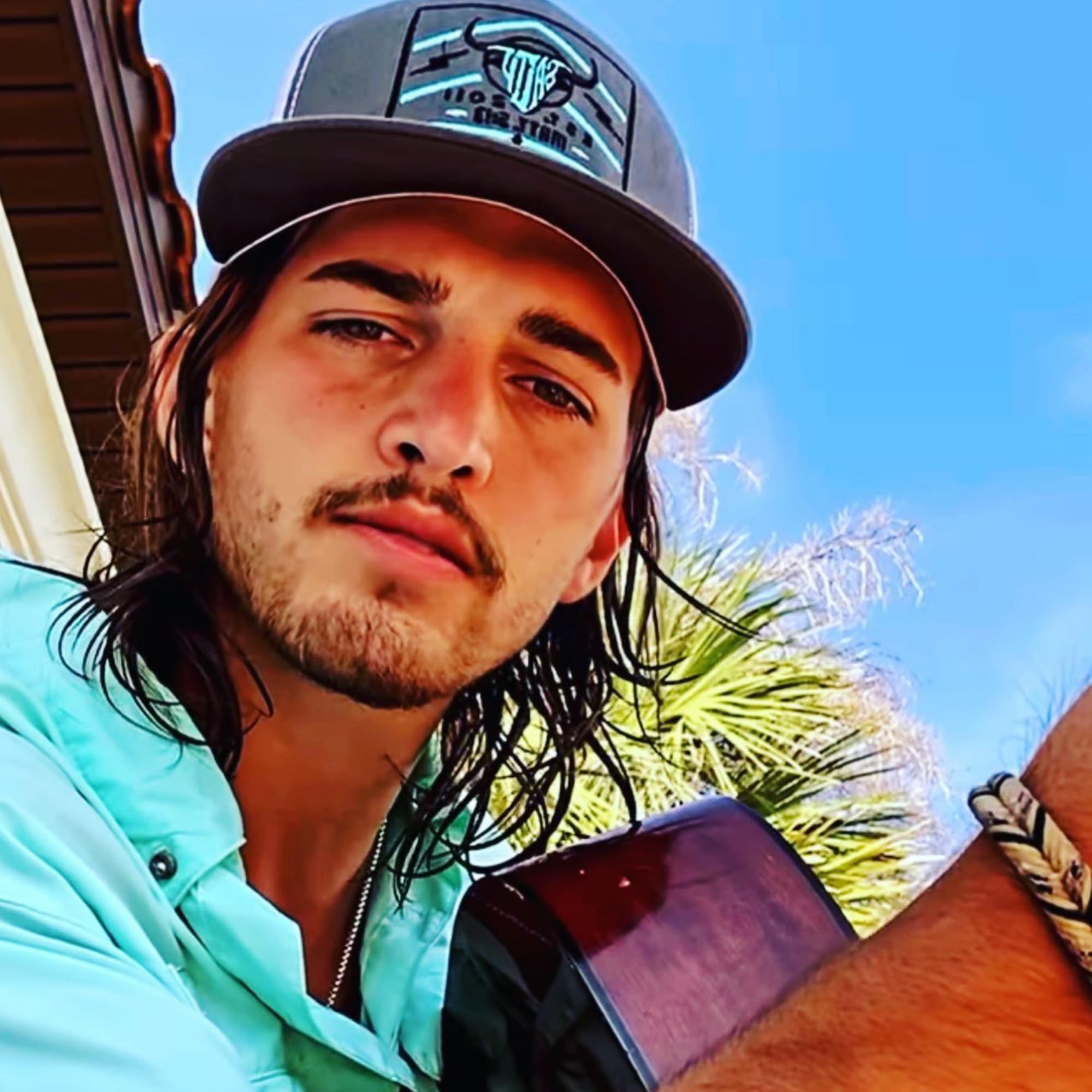 Salty Rodeo Turquoise Lightning Hat - Tall Crown Grey Yupoong Snapback Western Wear Snapback - One Size Fits Most