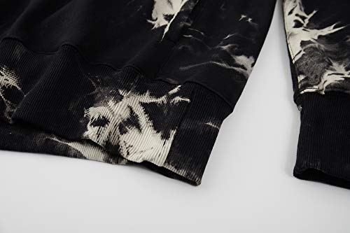 KLIEGOU Mens Tie-Dye Pullover Hooded Sweatshirt (288 Black S)