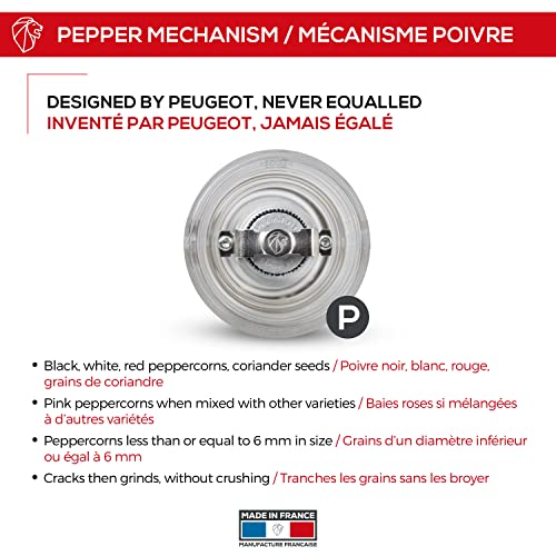 Peugeot - Nancy Manual Pepper Mill - Transparent Adjustable Grinder - Acrylic, Clear, 15 inches