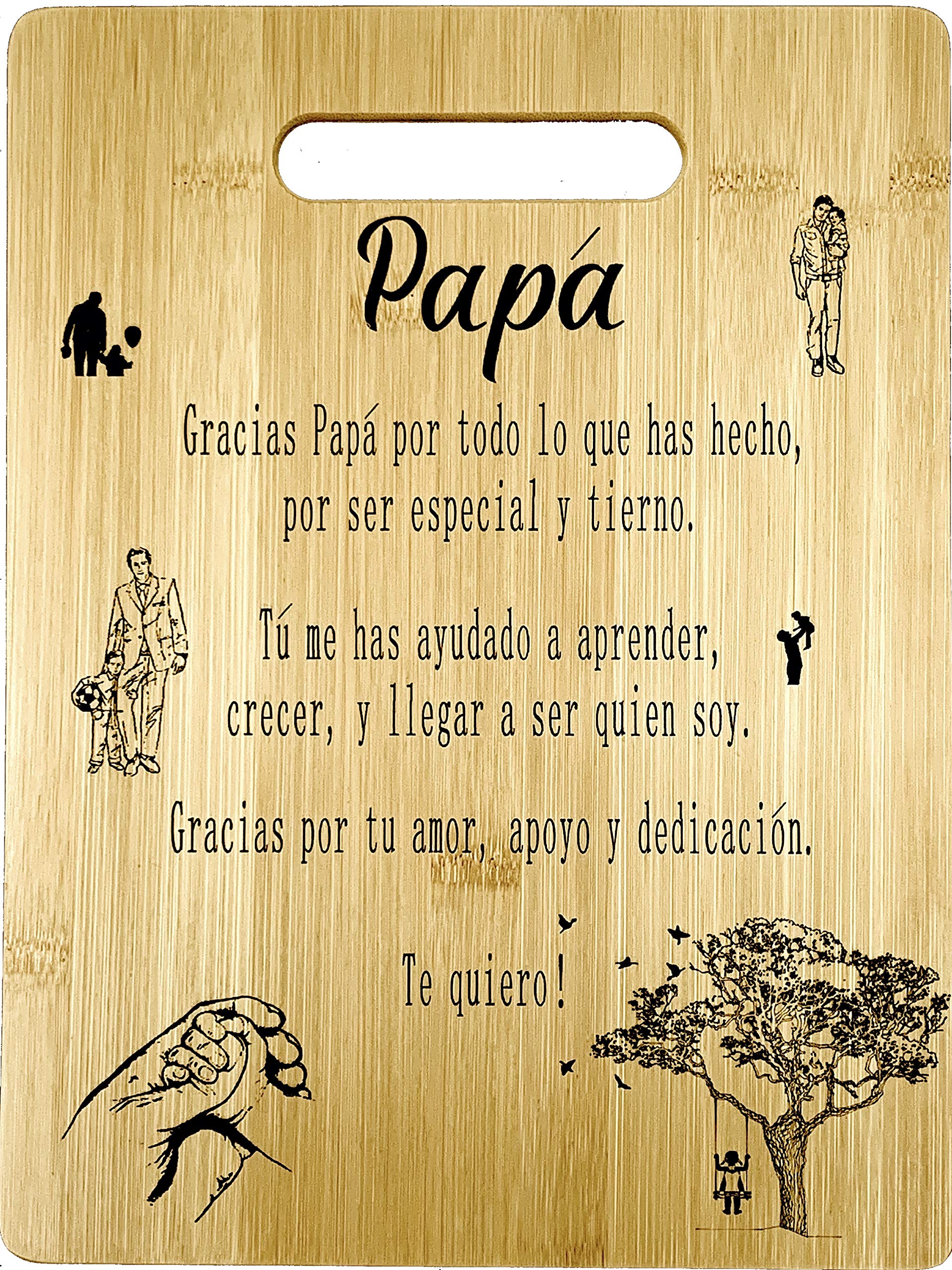 Regalo para papá: tabla de cortar de bambú grabada (22 x 30 cm) Gift for Dad-Engraved bamboo cutting board 9"x12"