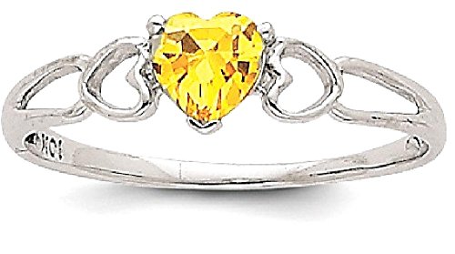 IceCarats 14K White Gold Yellow Orange Citrine Heart Love Ring Gemstone Band November Birthstone Jewelry Size 6