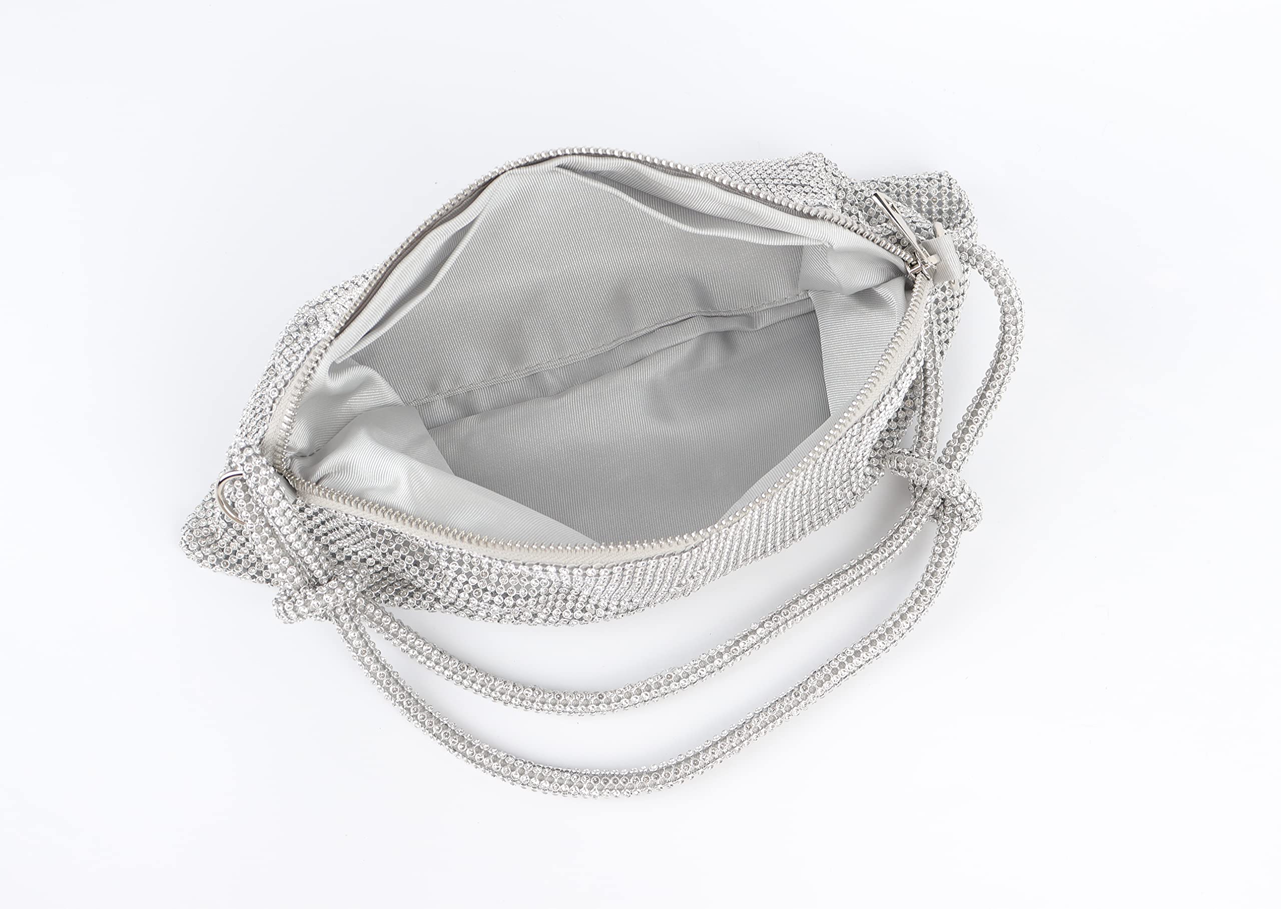 Rhinestone Purses for Women Hobo bag Sparkly Evening Handbag Silver Purses Clutch Purse for Party Club Wedding