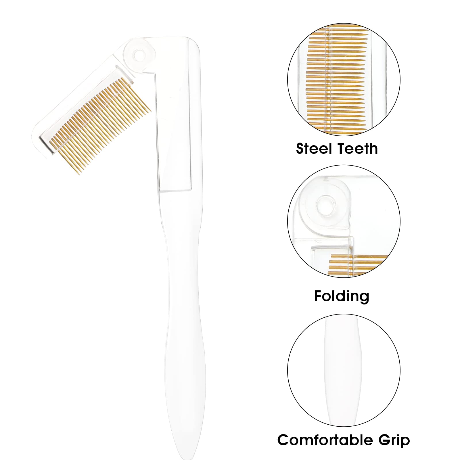 Sibba Folding Eyelash Comb 2 PCS Metal Teeth Eyelashes Separator Curler Steel Eyebrow Mascara Brush Lash Comb Cosmetic Brushes Makeup Grooming Tools