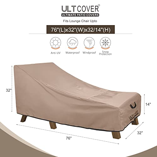 ULTCOVER Waterproof Patio Lounge Chair Cover Heavy Duty Outdoor Chaise Lounge Covers 2 Pack - 76L x 32W x 32H inch