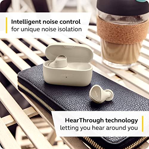 Jabra Elite 3 in Ear Wireless Bluetooth Earbuds – Noise Isolating True Wireless Buds with 4 Built-in Microphones for Clear Calls, Rich Bass, Customizable Sound, and Mono Mode - Light Beige