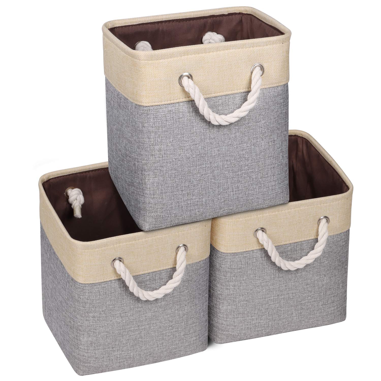 Syeeiex Storage Bins,[3-Pack] 11x11 Storage Cube Bins,Collapsible Storage Cubes,Storage Baskets,Fabric Storage Bins for Storing Cloths,Books on Living Room(With Hard Bottom)