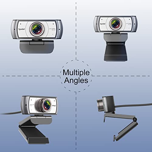 Spedal Wide Angle Webcam, 120 Degree View Video Conference Distance Learning Remote Teaching Camera, Full HD 1080P Live Streaming Webcam with Microphone for Mac, PC, Laptop, Desktop