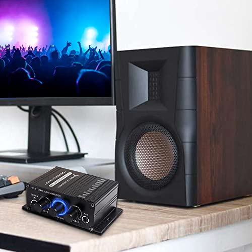 XMSJSIY 12V HiFi Stereo Audio Amplifier for Car 2 Channel HiFi Bass Audio Subwoofer Amp for Cars CD DVD MP3 Player Speakers