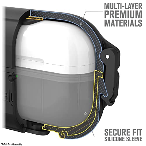 Total Protection Bundle, 2 Waterproof Cases for Airpods Pro. Secure Locking System, Full-Body Protective Rugged case, Shockproof, Carabiner