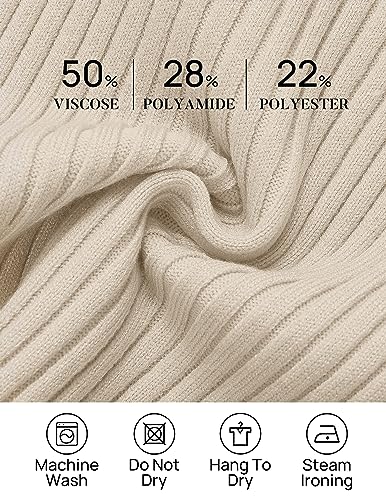 ZESICA Women's Long Sleeve Crewneck Shirts 2023 Fall Clothes Ribbed Knit Sweaters Slim Fitted Casual Basic Tee Tops,Almond,Large
