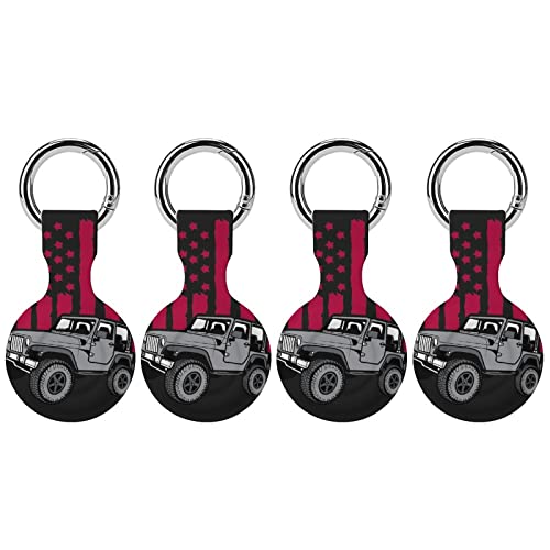 USA Off-Road Flag Funny Silicone Case for Airtags with Keychain Protective Cover Air Tag Holder Accessories
