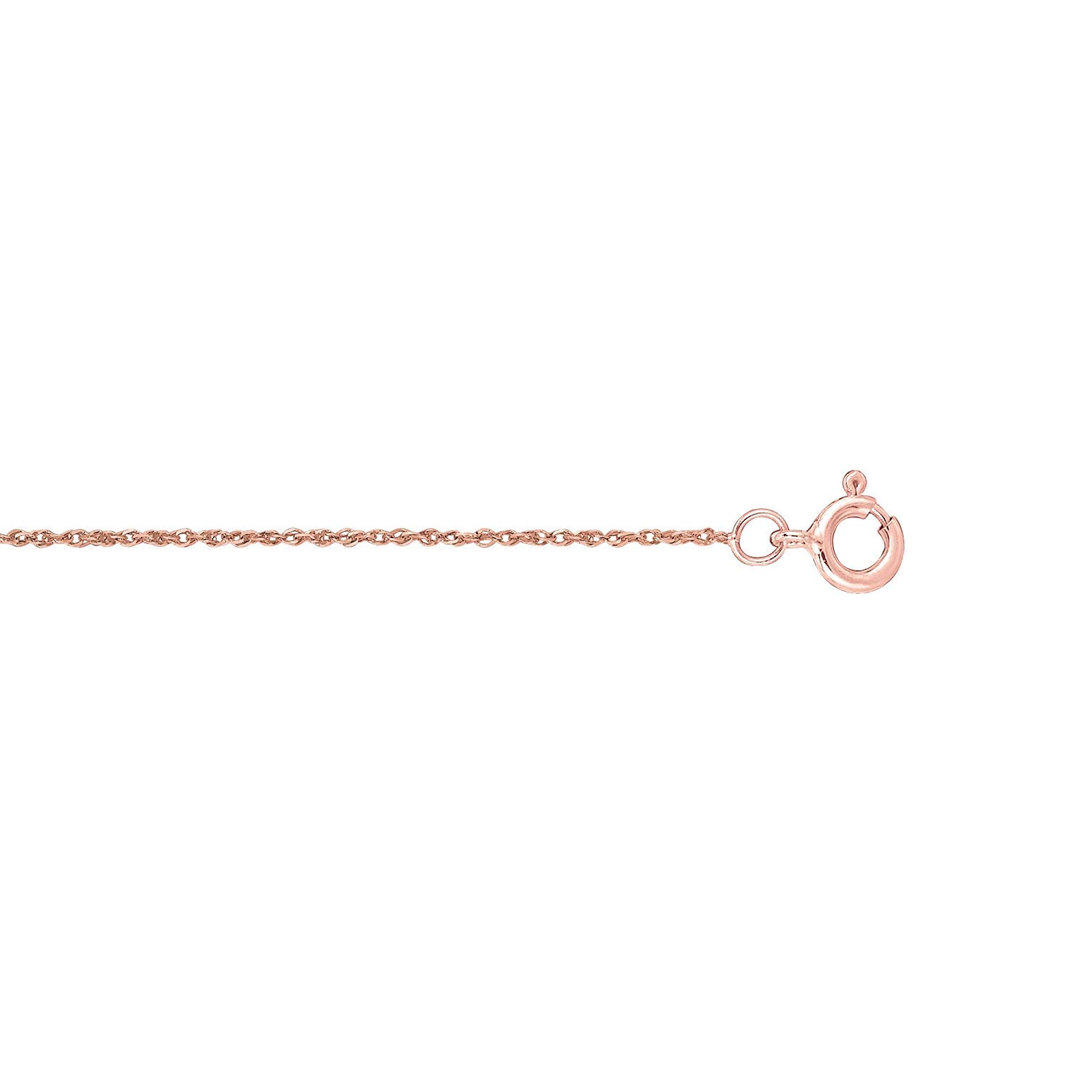 Jewelry Affairs 14k Rose Solid Real Gold Rope Chain Necklace, 0.6mm, 20"