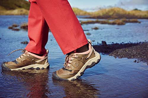 KEEN Women's Ridge Flex Low Height Waterproof Hiking Boots, Timberwolf/Brick Dust, 12