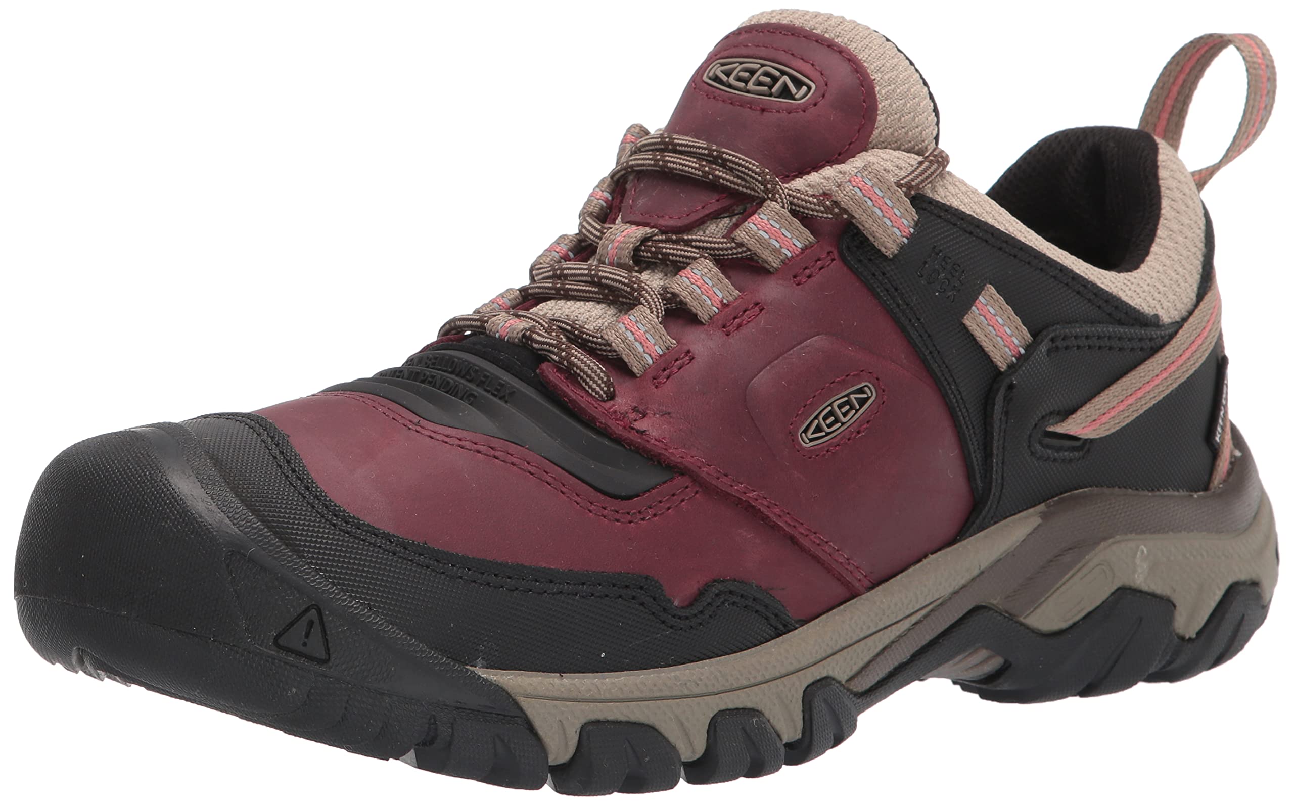 KEEN Women's Ridge Flex Low Height Waterproof Hiking Boots, Rhubarb/Brindle, 11