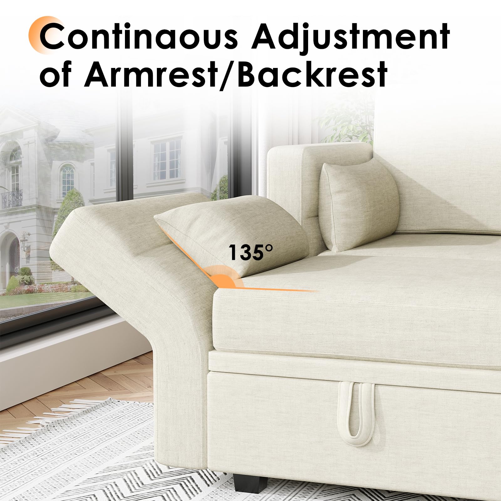 YOUDENOVA 25'' Modular Storage Ottoman Sectional Sofa Module Free Reversible Chaise Couch Convertible Ottoman Free Configuration Ottoman, Beige