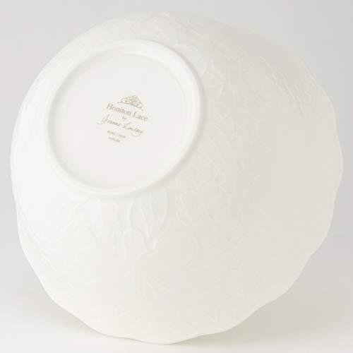Narumi 51952-23143 Bowl Plate Set, Honeton Lace Bride, 6.3 inches (16 cm), White, Lace Pattern, Cute, Small Bowl, Donburi, Wedding Gift, Microwave Warm, Dishwasher Safe, Gift Box Included