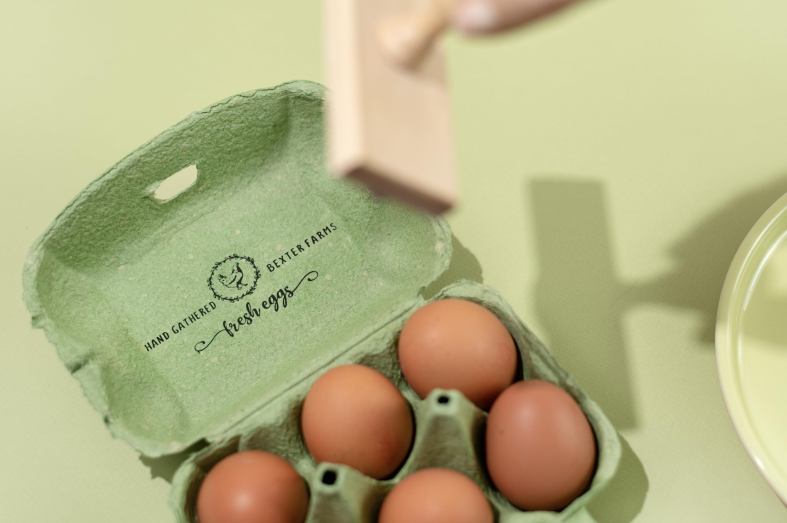 Stamp by Me | Egg Cartons Stamp | Personalized Eggs Carton Stamps | Chicken Eggs Stamper | Custom Wooden Rubber Stamp | Self-inking Labels | Farm Stampers | Black Ink | Mini, Medium or Big Stamping