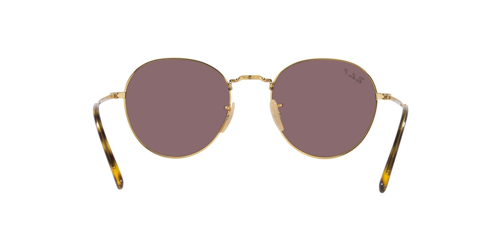 Ray-Ban RB3582 David Round Sunglasses, Gold/Dark Violet Polarized, 51 mm