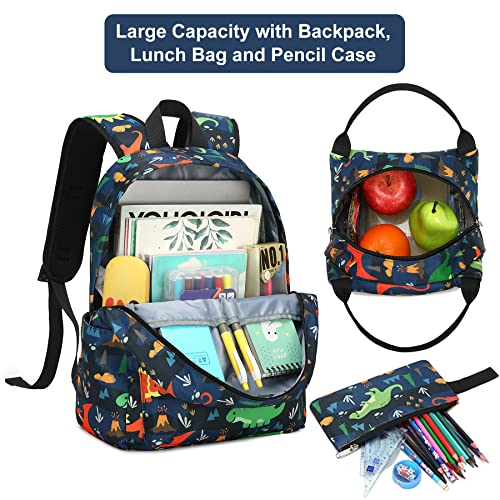 ZHT Dinosaur Backpack For Boys, Cute Lightweight Waterproof Preschool Kids Backpack, Kindergarten Nursery Travel Bag With Chest Strap