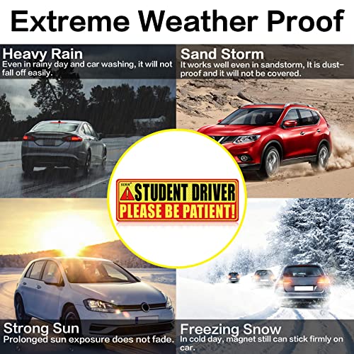 Sukh New Driver Magnet for Car - Student Driver Magnet for Car Boys and Girls New Student Driver Sticker Reflective Safety Signs Reusable Movable 3 Pcs