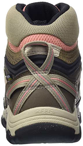 KEEN Women's-Ridge Flex Mid Height Waterproof Hiking Boots, Timberwolf/Brick Dust, 9