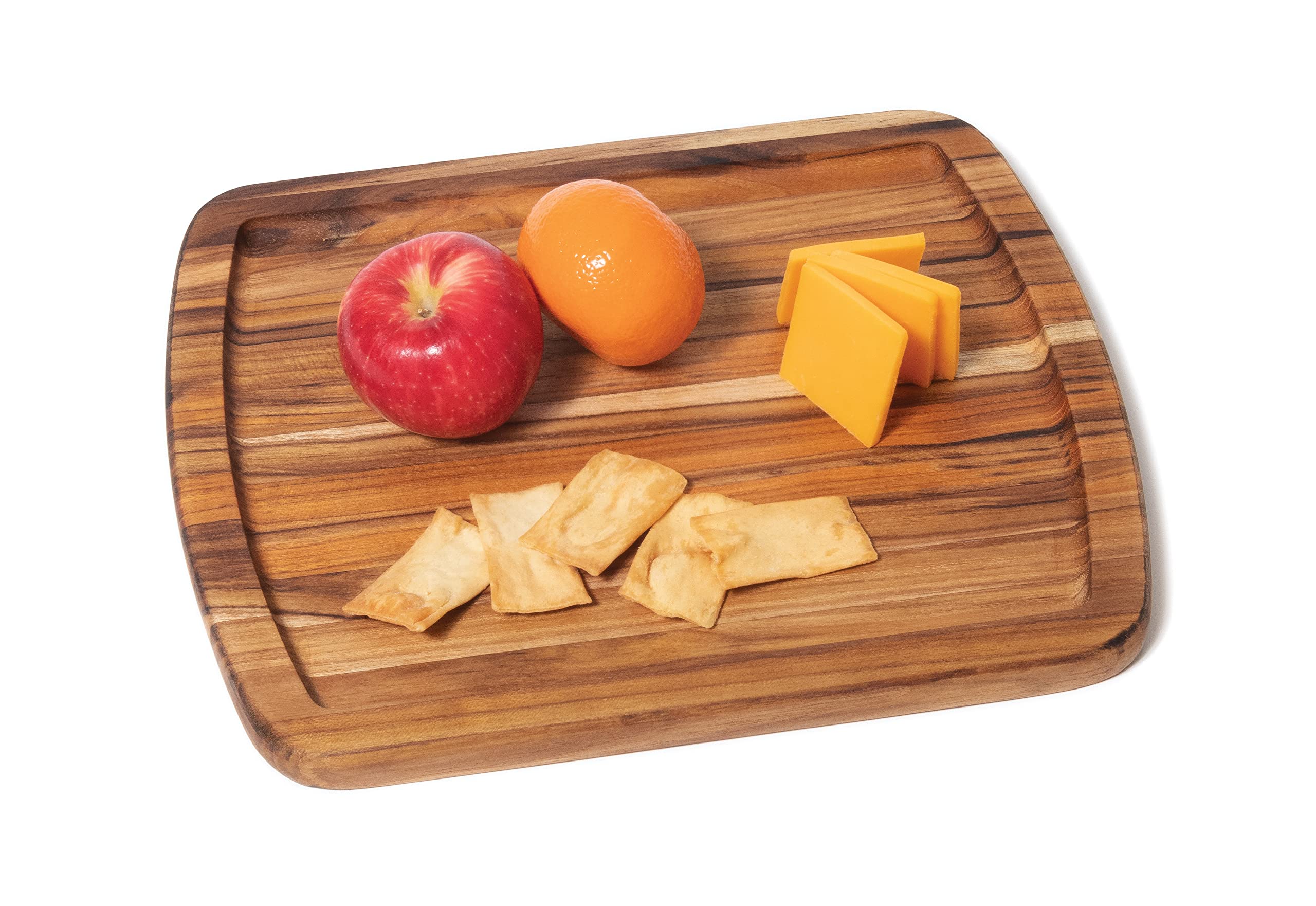 Lipper International Teak Wood Edge Grain Serving Platter, Small, 12" x 10" x 3/4"