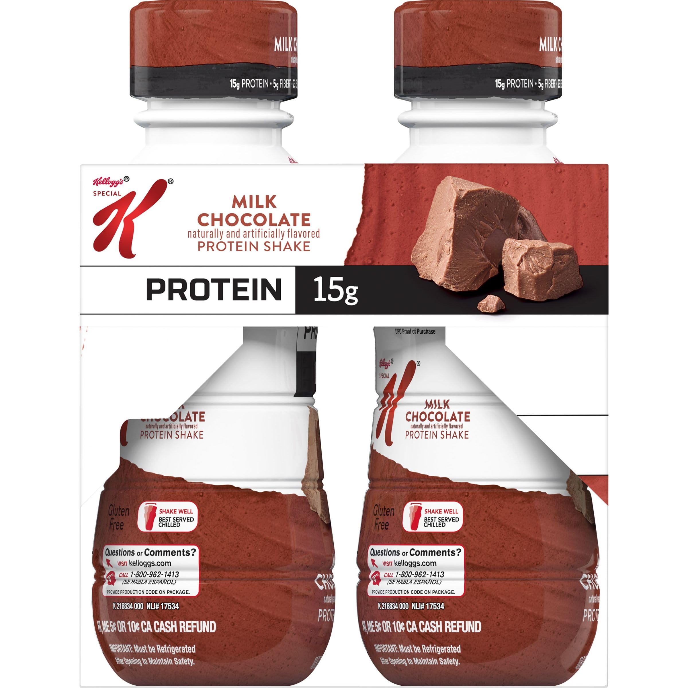 Kellogg's Special K Protein Shakes, Meal Replacement, High Protein, Gluten-Free Snacks, Rich Chocolate, 40oz Pack (4 Bottles)