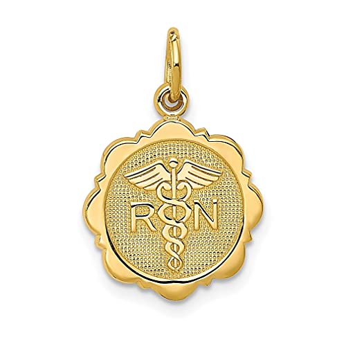 IceCarats 14K Yellow Gold Registered Nurse Caduceus Paramedic Rn Doctor Medical Student Nursing Symbol Necklace Charm Pendant 20mm x 12mm Only