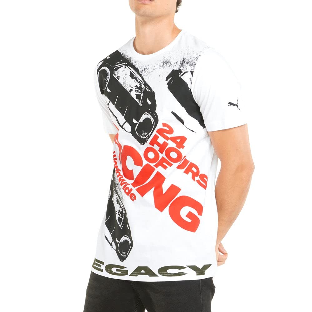PUMA Mens Porsche Legacy Statement Graphic Crew Neck T-Shirt Casual - White - Size L