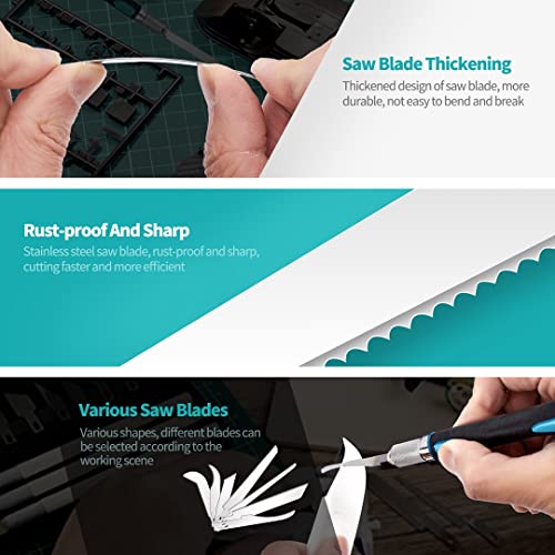 Prozwee Model Craft Hand Saw Kit(with 14PCS Saw Blades),Modeling Knife Hacksaw Tool,DIY Mini Razor Saw Kit for Handcrafted, DIY models and Other Fine Cutting