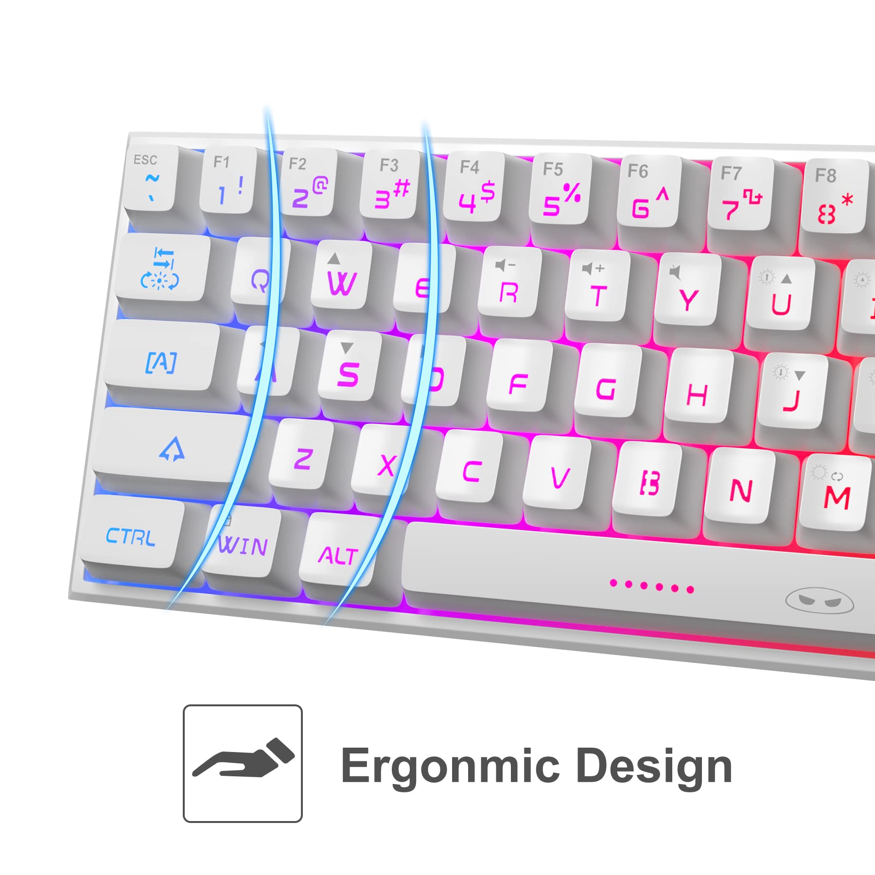 MageGee 60% Wired Gaming Keyboard, RGB Backlit Ultra-Compact Mini Keyboard, Waterproof 61 Keys Keycap Lettering Translucent Keyboard for PC/Mac Gamer, Typist, Easy to Carry on Business Trip(White)