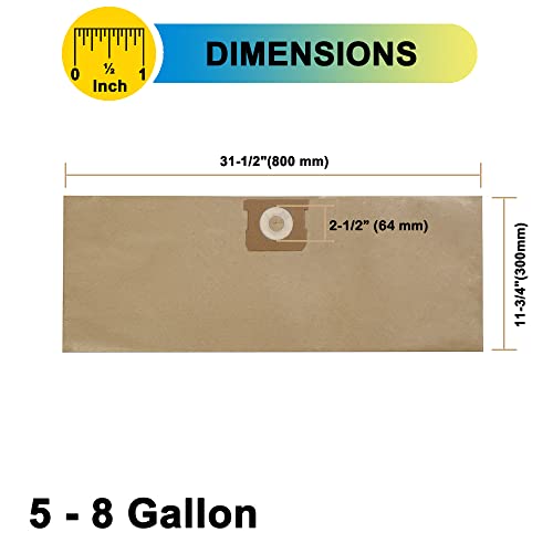 SpaceTent 10 Pack 19-3100 Shop Vac Bags, compatible with Stanley 5-8 Gallon Wet/Dry Vacs, 19-3100 Disposable Filter bags.